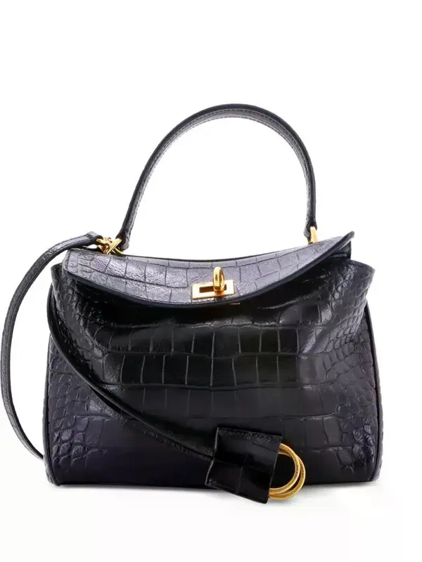 Balenciaga Rodeo Crocodile Embossed Leather Mini Shoulder Bag