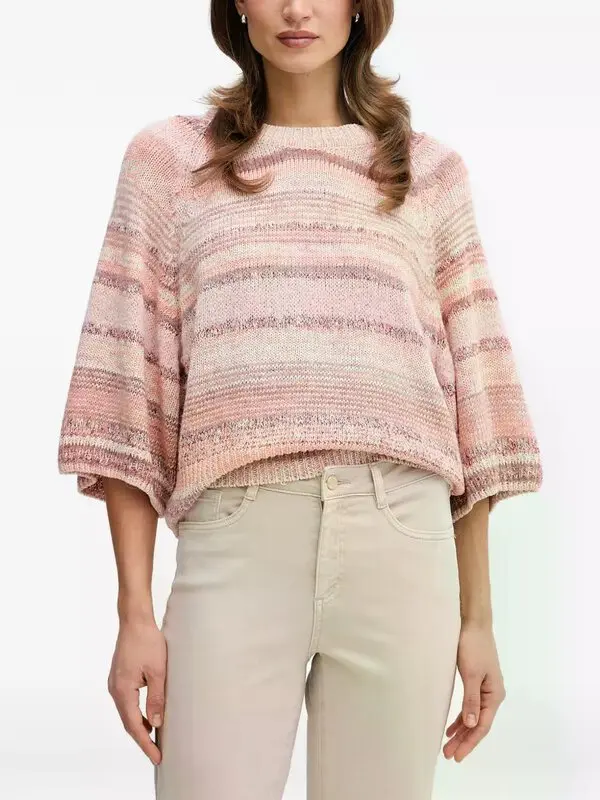 MOS MOSH Mmedele Striped Raglan-sleeve Sweater - Pink