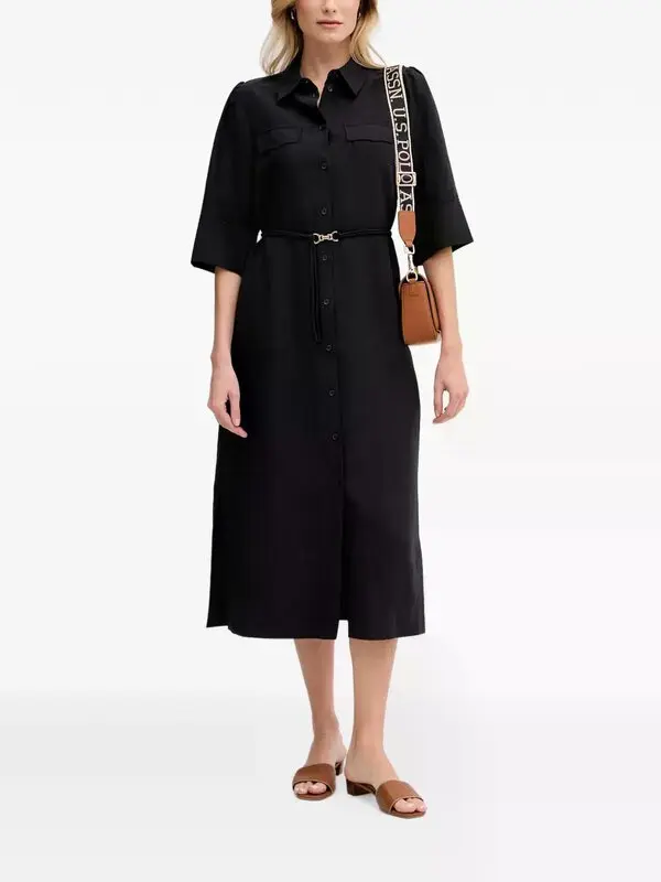 MOS MOSH Belted Button-down Shirt Midi Dress