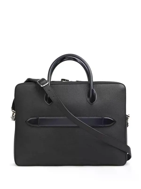 Santoni Grained Leather Laptop Bag - Black