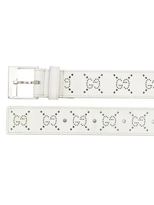 Gucci Perforated Gg Leather Belt
