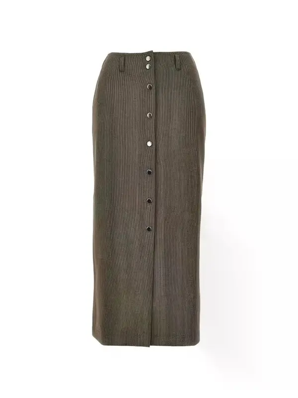 Emporio Armani Button-up Ribbed Midi Skirt - Brown
