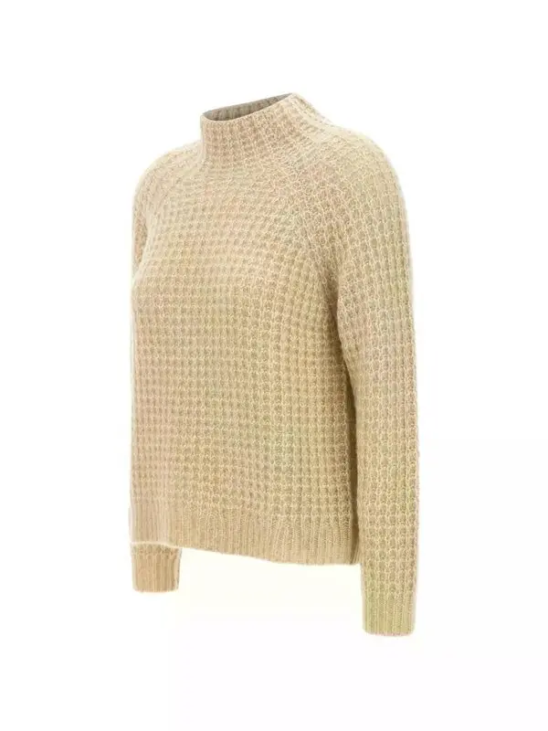 Hemisphere Open-knit Mock-neck Sweater