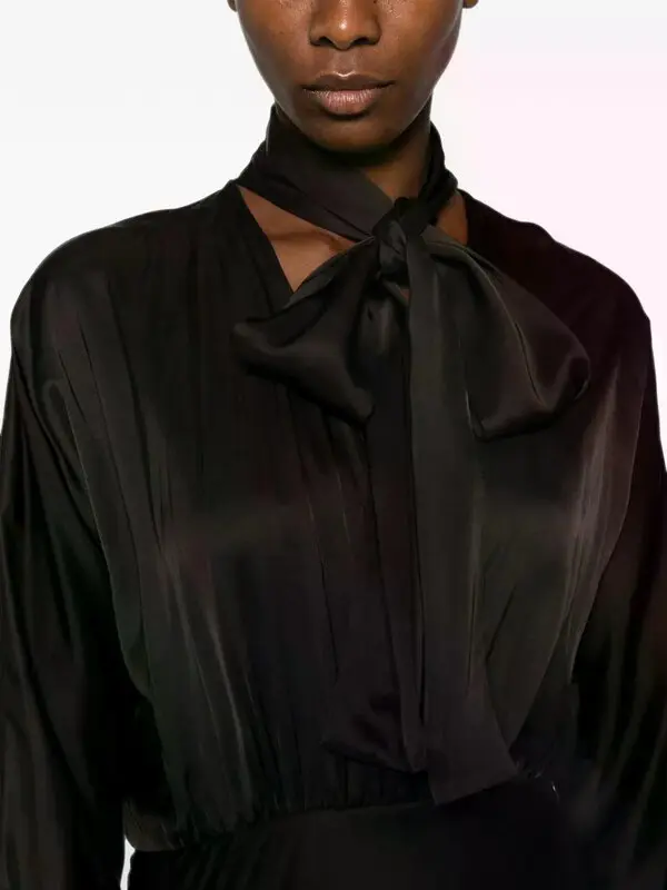 Maje Tie-neck Asymmetric Midi Dress