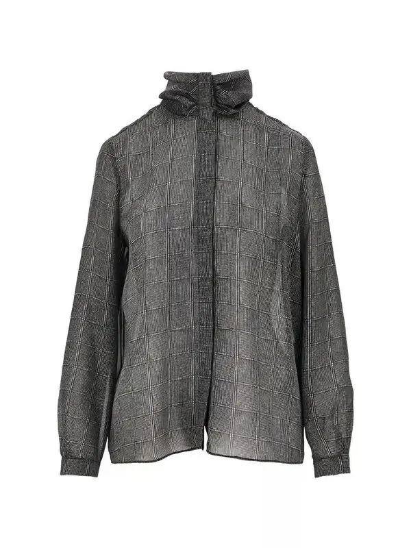 Emporio Armani Check-pattern Cowl-neck Shirt - Black