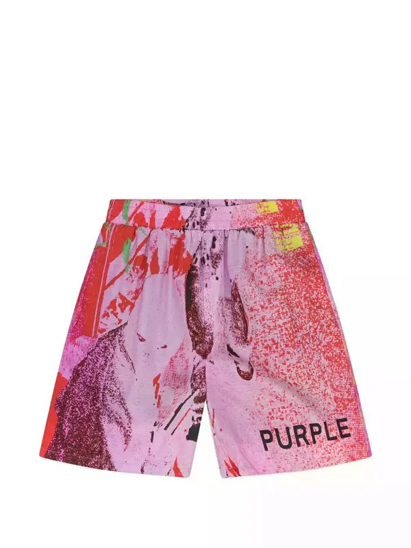PURPLE BRAND Graphic-print Pull-on Shorts - Pink