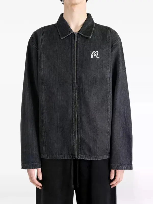 MALBON Stone-washed Pinstripe Denim Jacket - Black