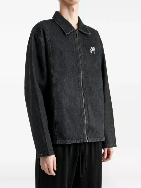 MALBON Stone-washed Pinstripe Denim Jacket - Black