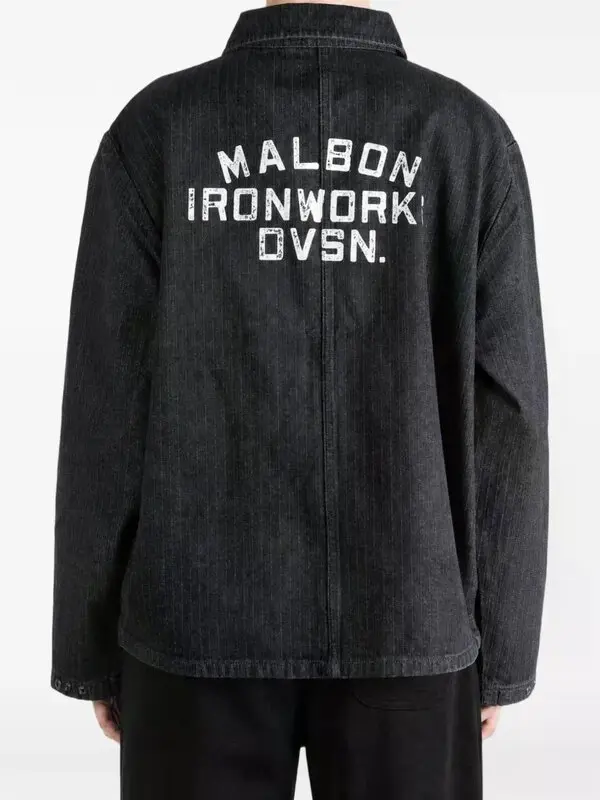 MALBON Stone-washed Pinstripe Denim Jacket - Black