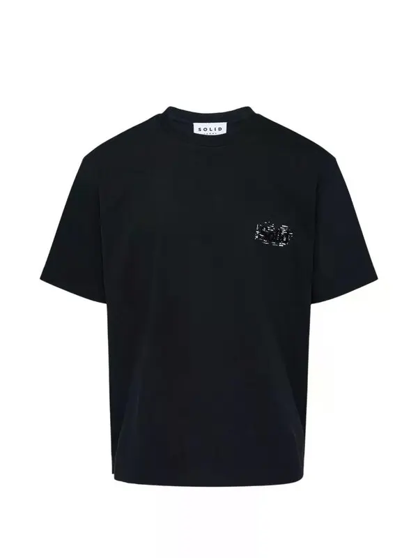 SOLID HOMME Graphic-print Logo-embroidered T-shirt