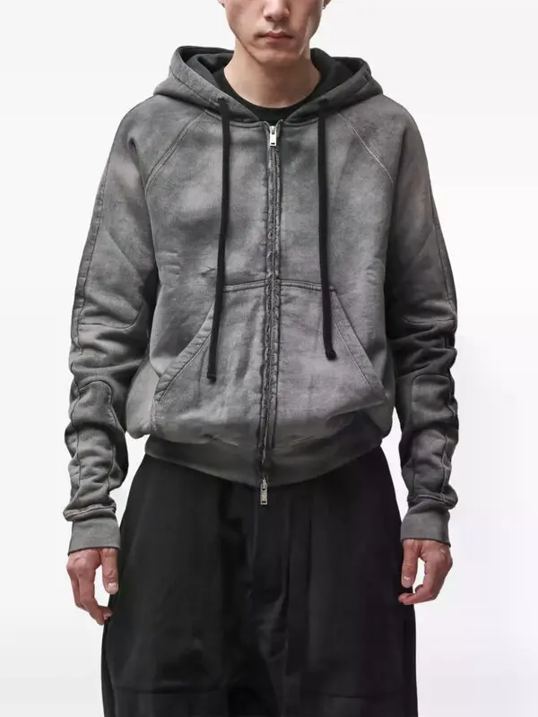 THOM KROM Stone-wash Zip-up Hoodie