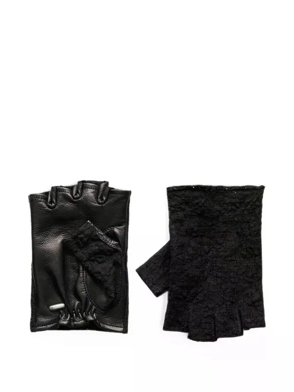 Our Legacy Lace Panelled Leather Gloves - Black