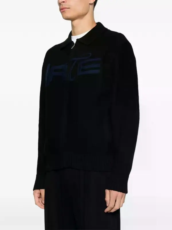 ARTE ANTWERP Logo Embroidered Zip-up Sweater