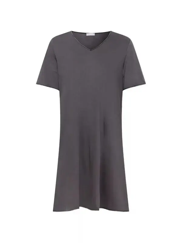 Hanro V-neck Short-sleeve Nightdress - Grey