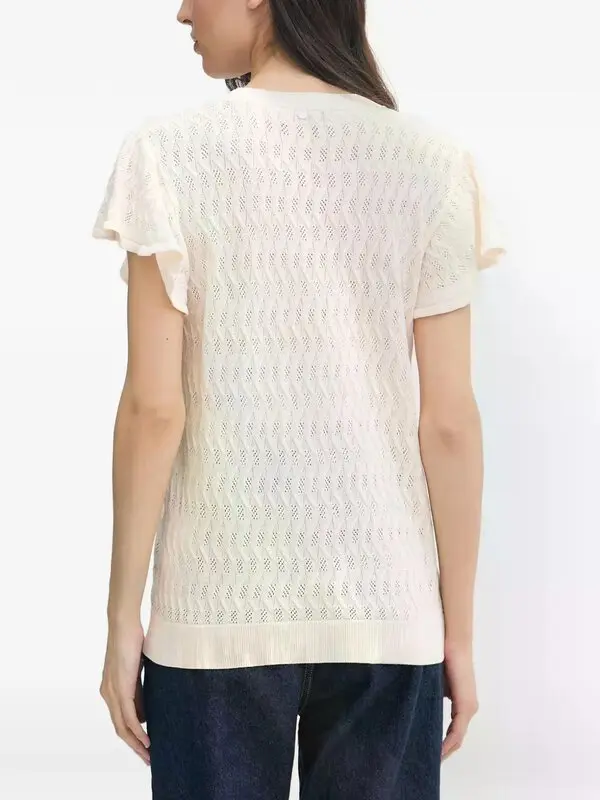 MOS MOSH Pointelle Knit Ruffled Top