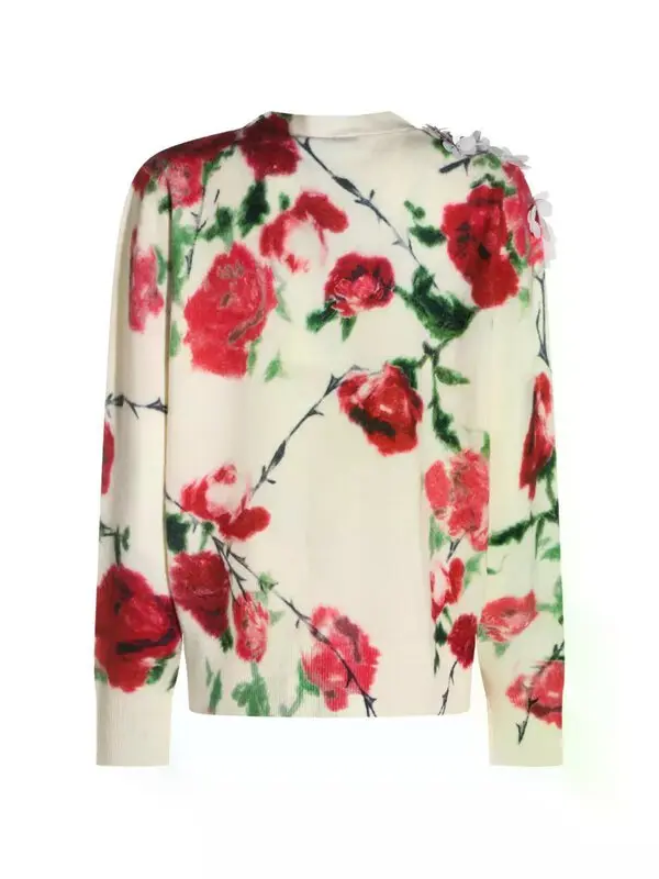 Blumarine Floral-print Sequin-embellished Sweater - Neutrals
