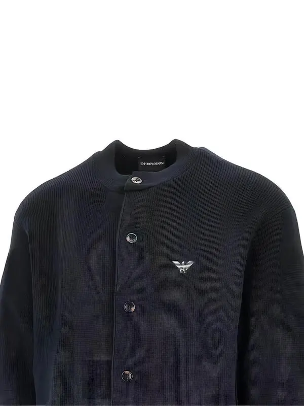 Emporio Armani Logo-embroidered Ribbed-knit Cardigan