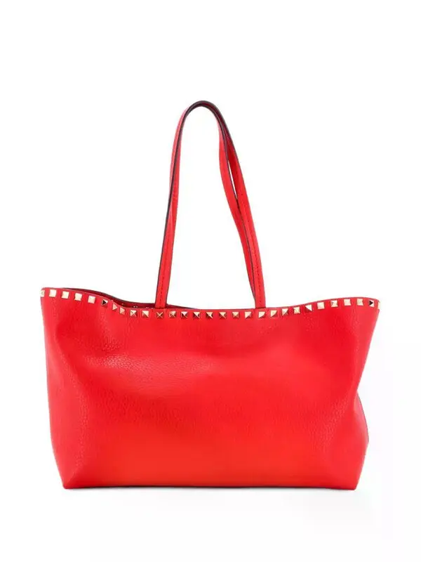 Valentino Garavani Rockstud Leather Medium Tote Bag - Red