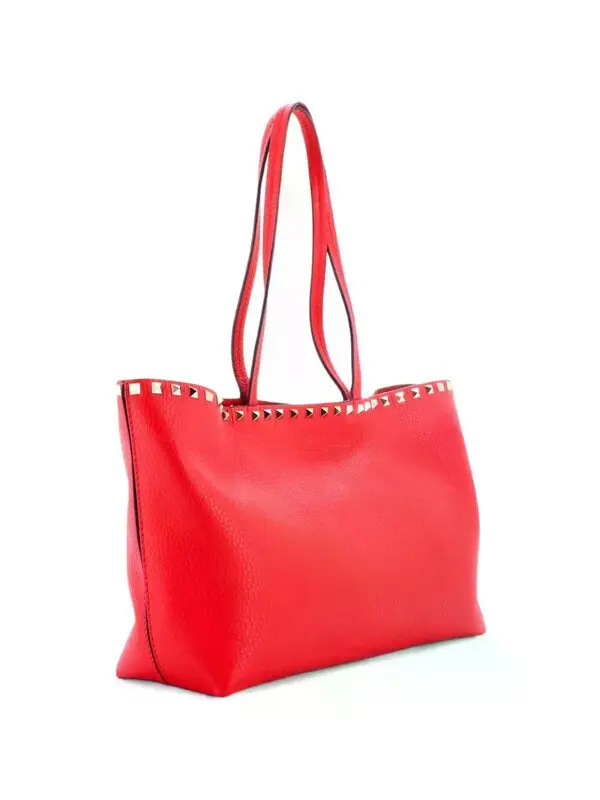 Valentino Garavani Rockstud Leather Medium Tote Bag - Red