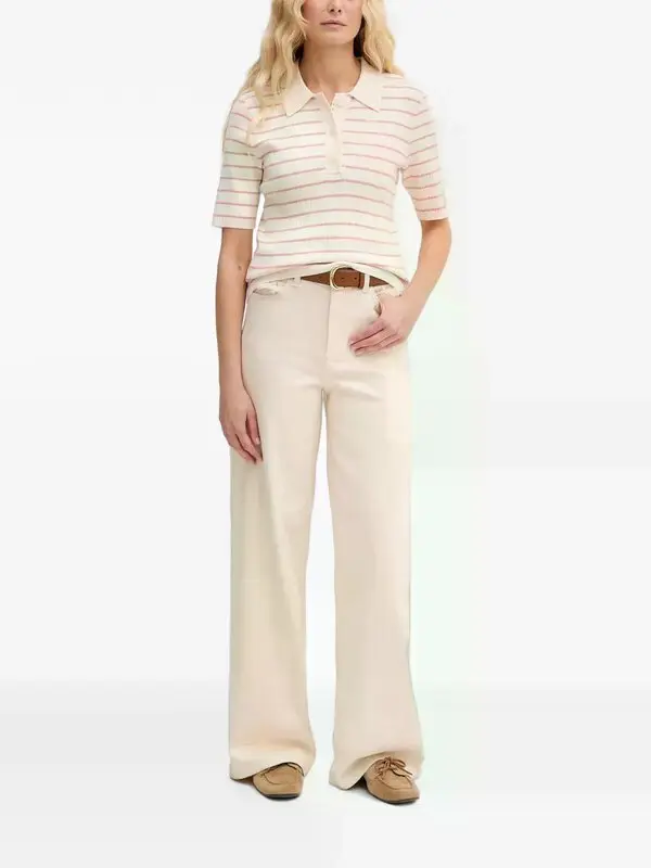 MOS MOSH Striped Ribbed Polo Shirt