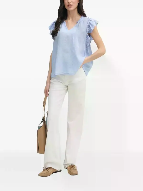 MOS MOSH Sleeveless Ruffled V-neck Blouse