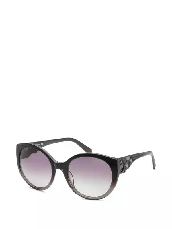 SWAROVSKI Crystal Embellished Round Frame Sunglasses - Black