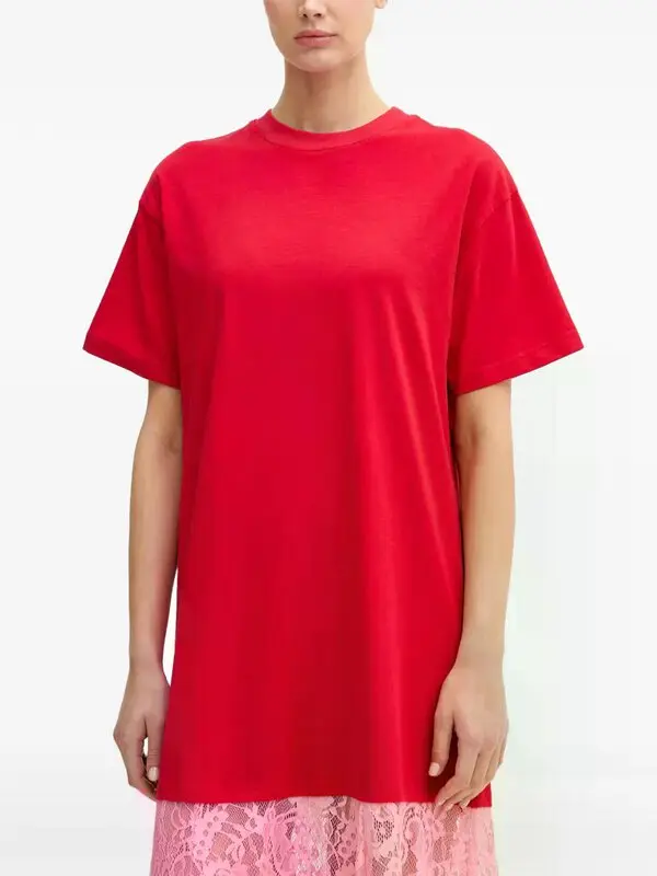 NEVER FULLY DRESSED Midi Dress With Lace Panelling - Red