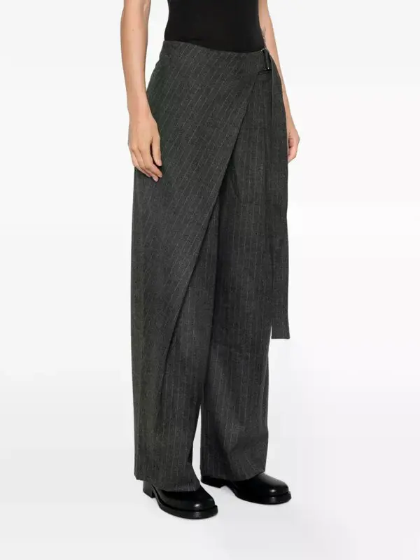 LA PISCINE Pinstriped Wrap-style Trousers