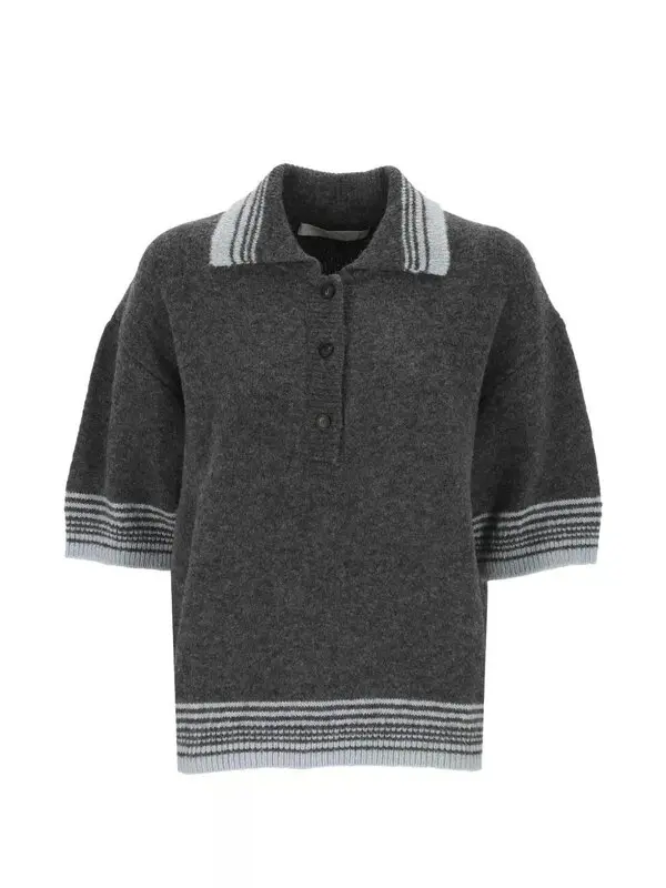 TELA Striped-trim Polo Top