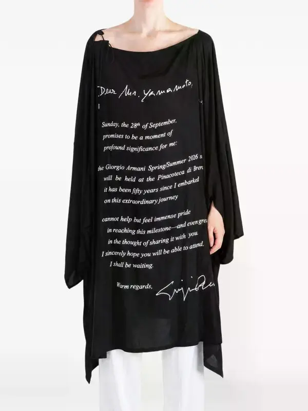 Yohji Yamamoto Slogan And Graphic Print Midi Dress