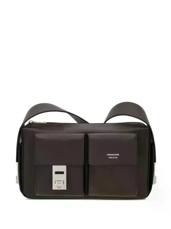 FERRAGAMO Gancini-clasp Messenger Bag - Brown