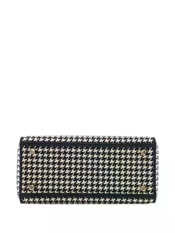Dior Medium Embroidered Houndstooth Canvas Satchel