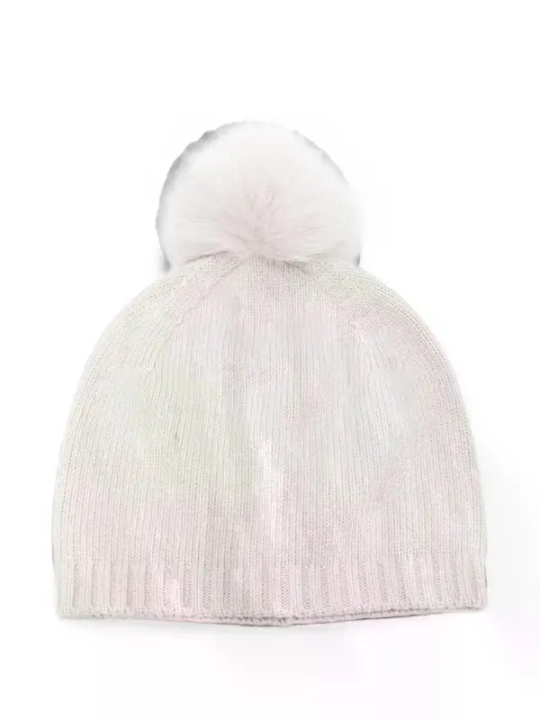 LISKA Pom-pom Knitted Beanie - Grey