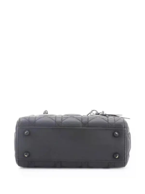 Dior Ultra Matte Lady Chain Bag Cannage Quilt Calfskin Mini Shoulder Bag - Black