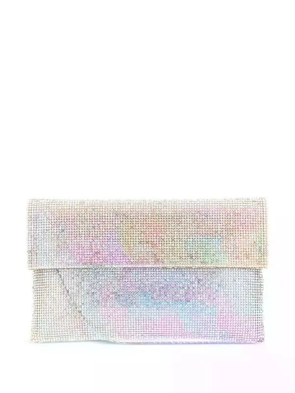 TWENTY FOURHAITCH Nyalis Crystal-embellished Clutch Bag - Neutrals