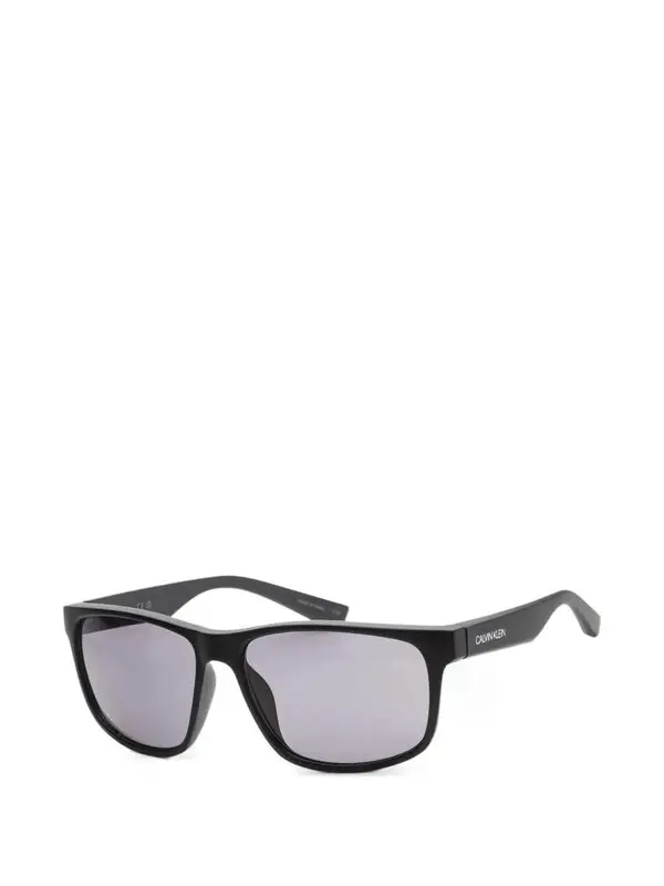 Calvin Klein Matte Finish Rectangle Frame Sunglasses - Black