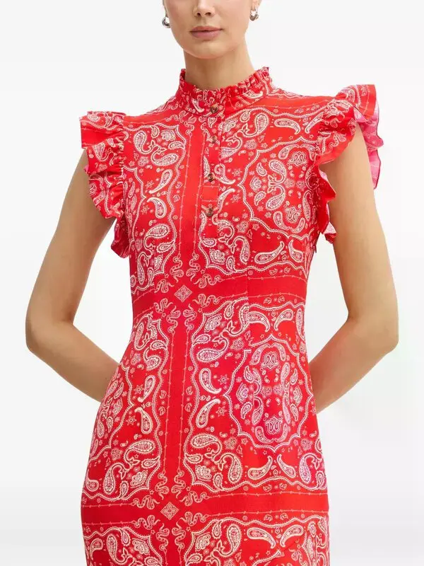 NEVER FULLY DRESSED Paisley-print Ruffled Midi Dress