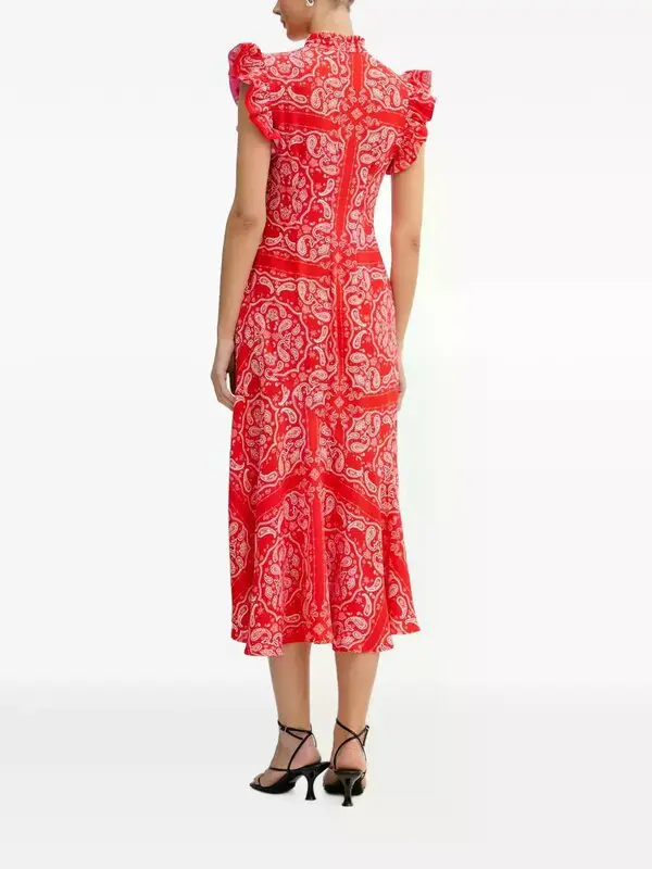 NEVER FULLY DRESSED Paisley-print Ruffled Midi Dress