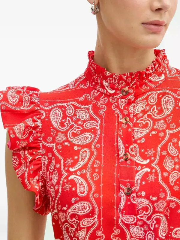 NEVER FULLY DRESSED Paisley-print Ruffled Midi Dress