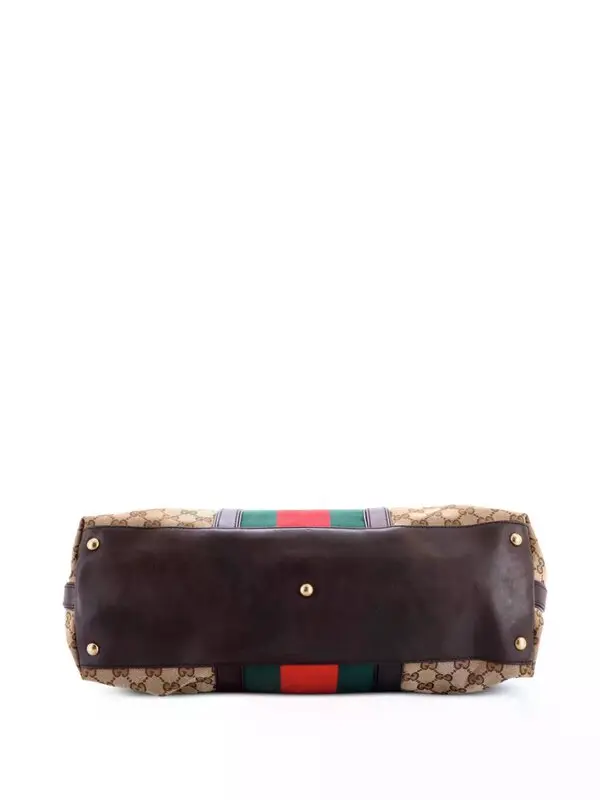 Gucci Rania Convertible Top Handle Bag Web Gg Canvas Medium Tote Bag - Brown