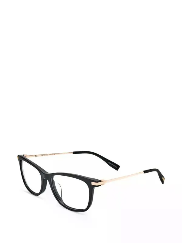 TRUSSARDI Logo Plaque Square Frame Glasses - Black