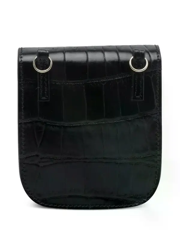 HIDESINS Croc-effect Leather Shoulder Bag - Black