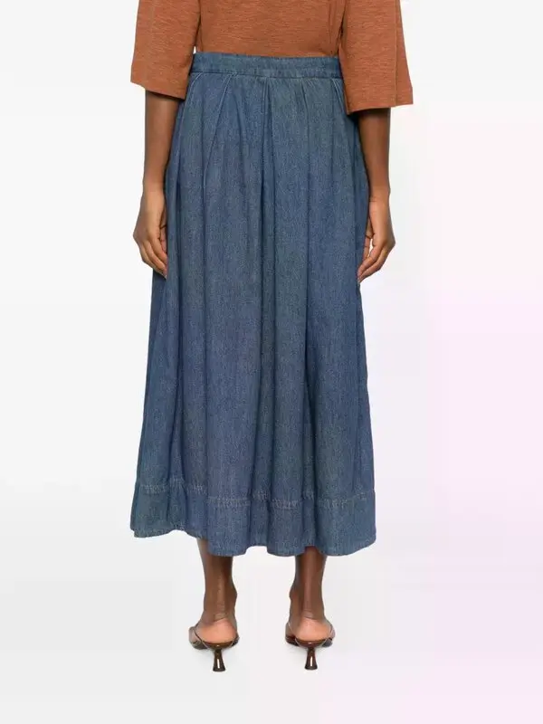 MAISON123 Oxane Pleated Denim Maxi Skirt