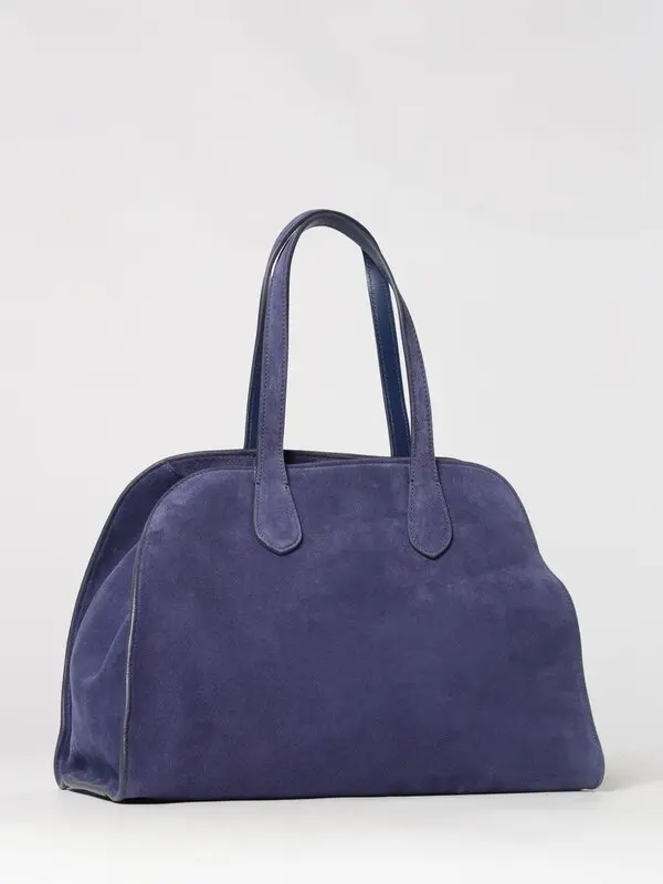 Liviana Conti Madison Suede Leather Tote Bag - Gnawed Blue