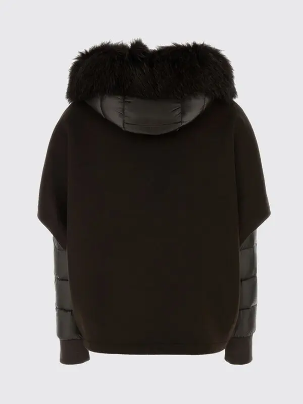 MOORER Quilted Down Cape With Fur Trim