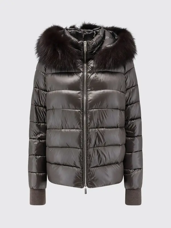 MOORER Quilted Down Cape With Fur Trim
