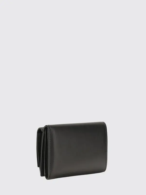 Fendi Tri-fold Leather Wallet With Ff Monogram And Snap Button Closure - Black