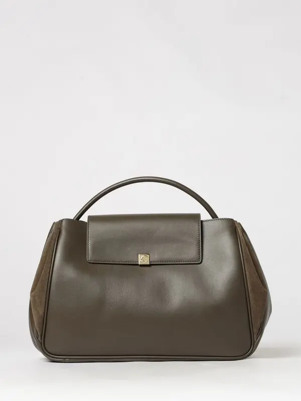 COCCINELLE Pansy Suede And Leather Handbag With Removable Shoulder Strap - Mud