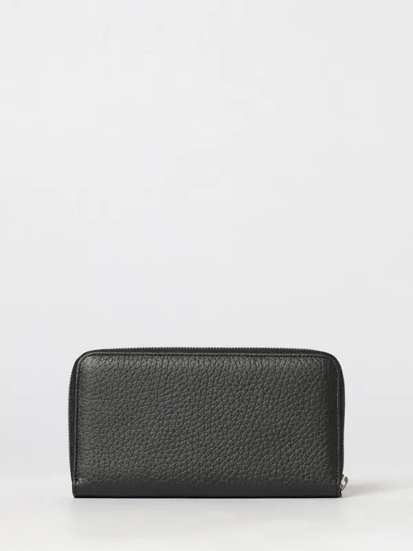Orciani Large Continental Wallet In Hammered Leather With Zip-around Closure