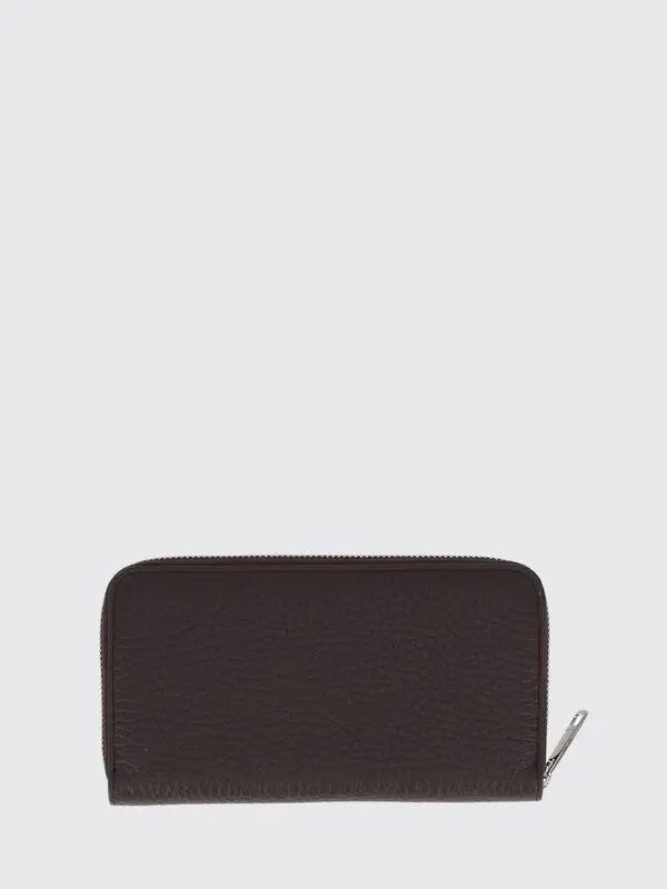 Orciani Large Continental Wallet In Hammered Leather With Zip-around Closure - Dark